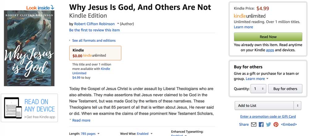 Why Jesus Is God: Examining The Facts Of History – Robert Clifton Robinson